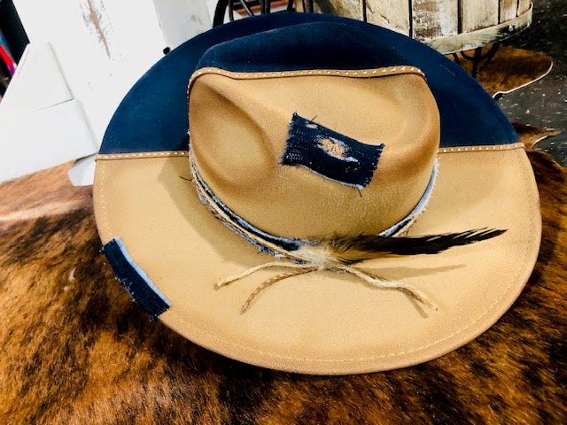 Felt Denim & Tan Hat – Harts on Broad