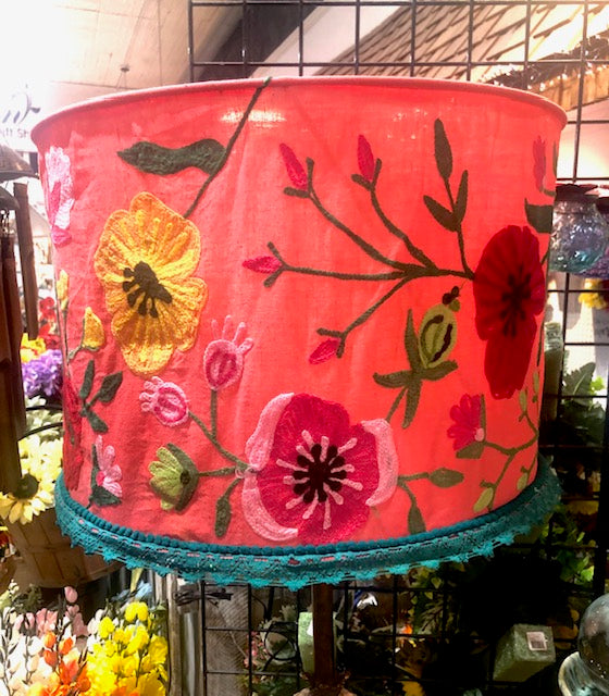 Coral Embroidered Collapsible Lamp Shade – Harts on Broad