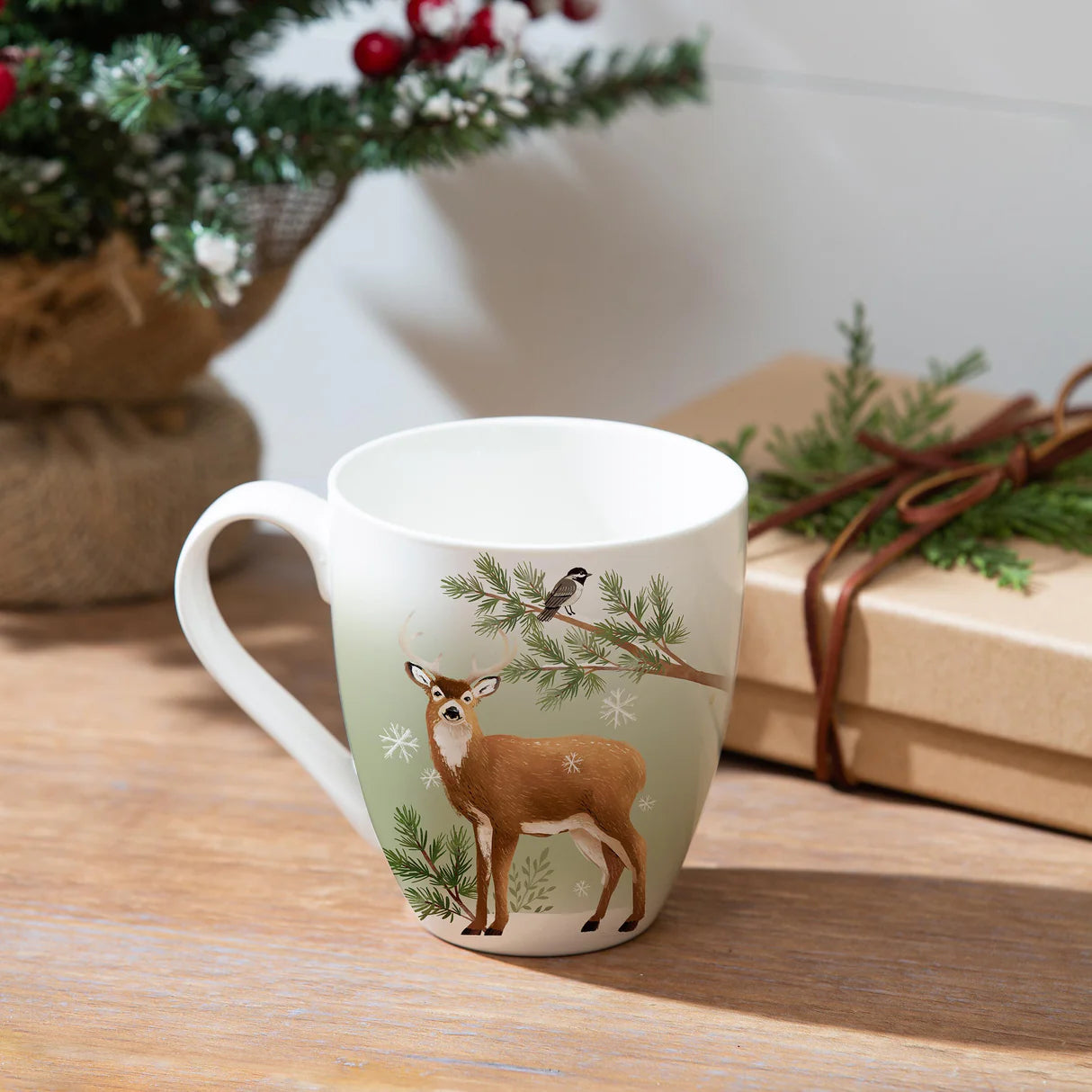 Woodland Storybook Coffee Cup Ceramic Cup O' Java, Deer, 17oz, Gift Bo ...