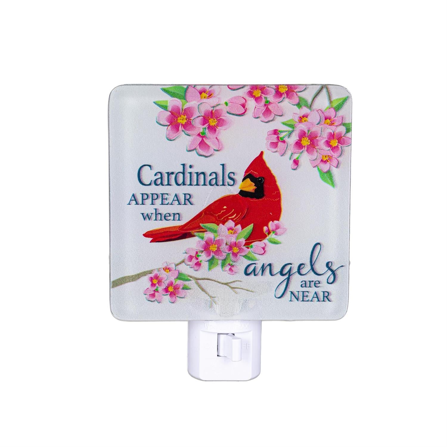 Memorial Nightlight Glass Square "Cardinals Appear When Angels Are Nea ...